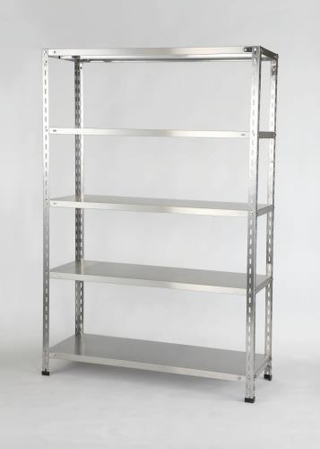 仕様：●※注意※:【お客様組立品】●高さ:1800mm●支柱幅:40mm●材質:ステンレス(ヘアーライン仕上げ)●耐荷重:150kg(1段当り)●幅:875mm●奥行:450mm●重量:25.6kg●棚板は50mm間隔で移動できます。(天板...