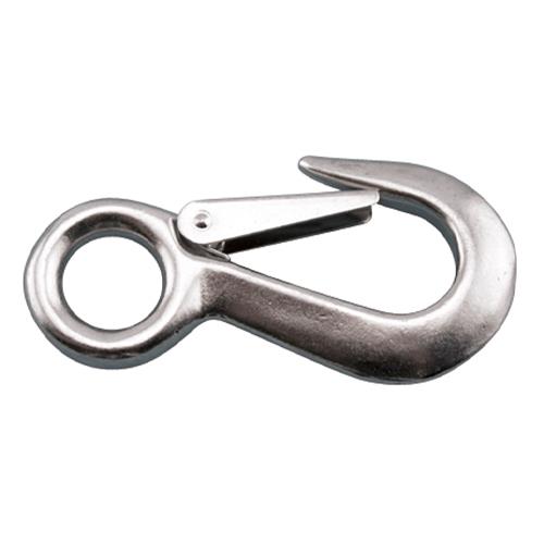 仕様：●材質:ステンレス(SUS316)●使用荷重:158kg●口の開き:19.6mm●リング内径:28.7mm●全長:114.3mm●重量:154.2g●安全ラッチ付●SUS316製で耐食性と耐久性に優れています。●船舶、産業用途に適して...