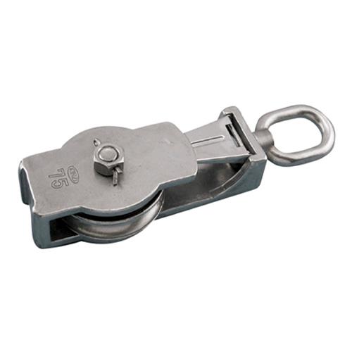 仕様：●使用荷重(kg)…1133●使用ロープ径…〜16mm●車径…107.9mm●全長…248●重量…2.68kg●材質…ステンレス(SUS316)●ロープ用●SUS316製で耐食性と耐久性に優れています。商品画像に関する注意事項：●画像...