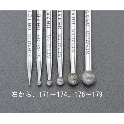 仕様：●刃径:1.0mm●全長:45mm●軸径:3mm●粒度:電着ダイヤモンド#140●砥粒:ボラゾン(CBN)●形状:ボール●切れ味がよく、砥粒が長持ちします。商品画像に関する注意事項：●画像に数字等の情報が入っている場合は、　品番末尾が...