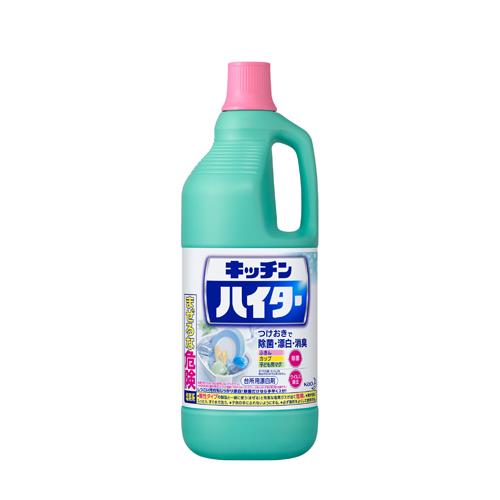 仕様：●メーカー:花王●商品名:キッチンハイター●内容量:1.5L●成分:次亜塩素酸ナトリウム(塩素系)、界面活性剤(アルキルエーテル硫酸エステルナトリウム)、アルカリ剤●液性:アルカリ性●つけおきで、まるごと除菌・漂白・消臭●食器用洗剤で...