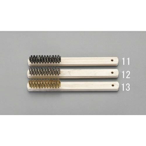 仕様：●全長:270mm●線径:0.3mm●毛丈:20mm●行数:4行●ブラシサイズ:23×90mm●材質:柄:木ブラシ:焼入鋼●金属製品のサビ取り、ペンキはがしなどに●硬め商品画像に関する注意事項：●画像に数字等の情報が入っている場合は、...