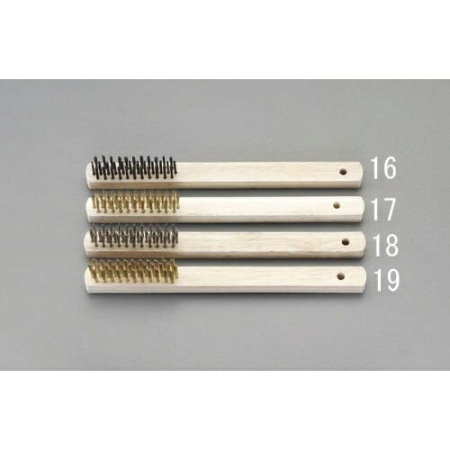 仕様：●全長:270mm●線径:0.15mm●毛丈:22mm●行数:3行●ブラシサイズ:22×80mm●材質:柄:木 ブラシ:真鍮線●金属製品のサビ取り、ペンキはがしなどに●柔らかめ商品画像に関する注意事項：●画像に数字等の情報が入っている...