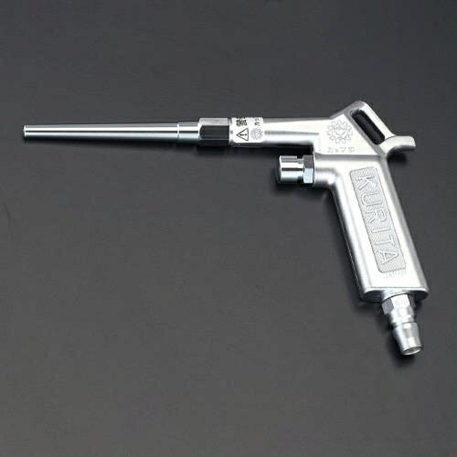 仕様：●メーカー:栗田製作所●型番:AG45P●使用圧力:0.7MPa●エアー量:160L/min●ノズル取付ねじ:G1/8”●ホース取付口:プラグ●穴径:2mm●ノズル長:100mm●全長:190mm●本体材質:アルミダイカスト●プラグ付...