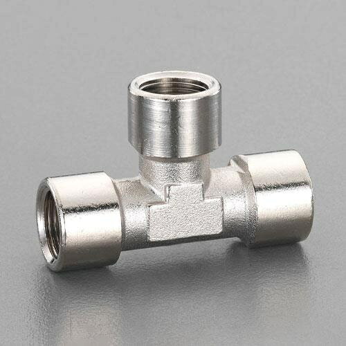 仕様：●適用流体:圧縮空気、ガスなど●最高使用圧力:0.8MPa●ねじ径:G1/8”●全長:42×21mm●対辺:10mm●ねじ有効長:8mm●重量:31g●材質:真鍮(ニッケルメッキ)商品画像に関する注意事項：●※サイズ詳細は、エスコ寸法...