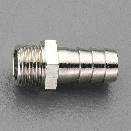 仕様：●適用流体:圧縮空気、ガスなど●最高使用圧力:0.8MPa●ねじ径:G3/8”●適合ホース内径:9mm●全長:35mm●六角対辺:19mm●ねじ有効長:10mm●ステム有効長:20mm●重量:24g●材質:真鍮(ニッケルメッキ)商品画...