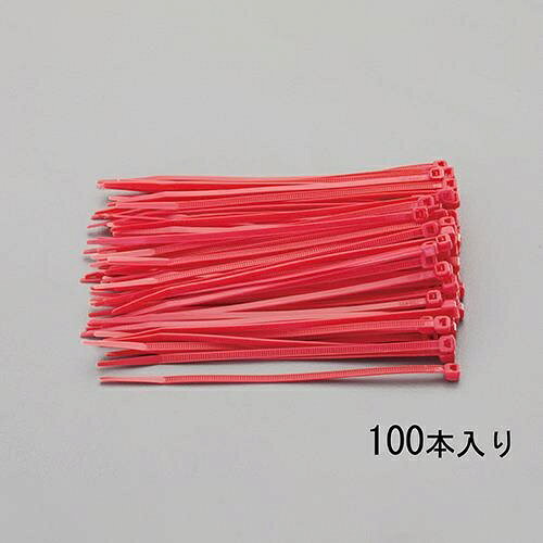 仕様：●全長:150mm●幅:3.6mm●厚み:1.4mm●最大径:33mm●最小径:3mm●ループ引張強度:18kgf●使用温度範囲:-40~85°C●材質:ナイロン66●色:赤●入数:100本●簡易的な結束に●カラーが豊富であらゆる場所...