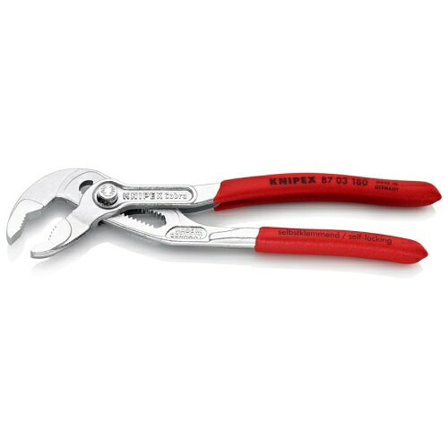 仕様：●メーカー:KNIPEX(クニペックス)●型番:87 03 250●ハンドル:プラスチックコーティング(滑り止付)●最大開口:2”50mm●最大ナット:46mm●仕上げ:クロムメッキ●全長:250mm●重量:335g●材質:クロームバ...
