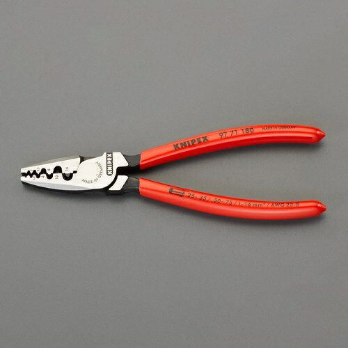 仕様：●メーカー:KNIPEX(クニペックス)●型番:97 71 180●圧着範囲:0.25~0.35・0.75・1.0・1.5・2.5・4.0・6.0・10.0・16.0mm2●全長:180mm●重量:205g●ハンドル:プラスチックコー...