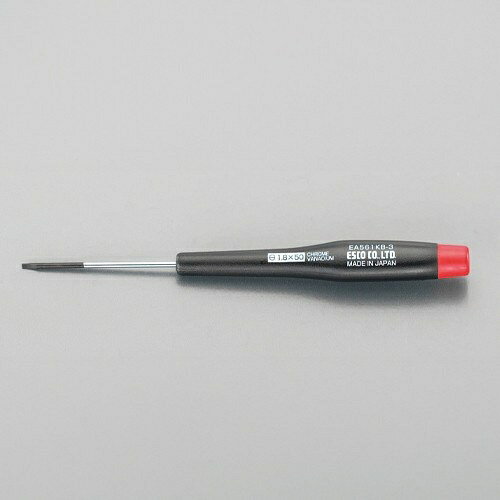 仕様：●メーカー:ESCOオリジナル●刃幅:(-)1.8mm●刃厚:0.30mm●軸径:1.8mm●軸長:50mm●全長:144mm●ブレード材質:クロムバナジウム鋼●生産国:日本●表面処理はブラックポイント仕上でメッキ層の影響をうけにくい...