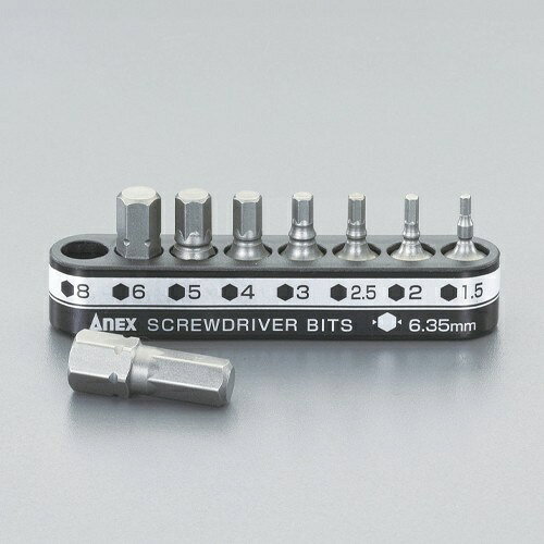 仕様：●メーカー:アネックスツール(Anex)●型番:AK-51P-B8H1●入組み点数:8●:H1.5・2・2.5・3・4・5・6・8mm●全長:H1.5~6:19mmH8:23mm●六角シャンク:1/4”●材質:クロムモリブデンバナジウ...