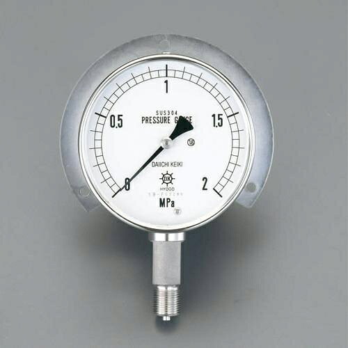 仕様：●圧力(MPa):0~2.0●ゲージ径:100mm●取付ネジ:G(PF)3/8”●外径:128mm●ケース材質:SUS304●接液部材質:ステンレス●精度:±1.6%F.S●使用流体:水、空気、油、金属を汚染する腐食性ガス(塩素)など...