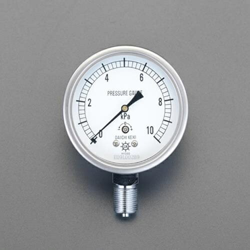 仕様：●圧力:0~30kPa●精度:±2.5%F.S.(フルスケール)●使用温度:5~40°C●使用流体:水、空気、油など●保護等級:IP30相当●直径:100mm●接続:G3/8”●重量:572g●材質:接続部:SUS304チャンバー:C...