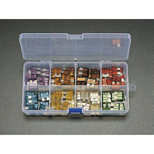 仕様：●メーカー:小糸製作所(KOITO)●型番:※ESCOオリジナルセット●定格電圧:32V●ケースサイズ:165×95×30(H)mm●・3A(紫) ・5A(黄褐色) ・7.5A(茶) ・10A(赤) ・15A(青) ・20A(黄) ・...