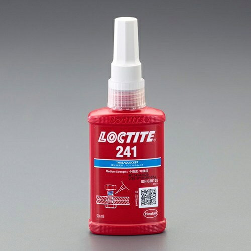 仕様：●メーカー:LOCTITE(ロックタイト)●型番:630152●商品名:241●内容量:50ml●使用温度:-55~150°C●色:青●硬化時間:10分●脱出トルク:10Nm(M10鋼ボルト・ナットを使用し、MIL-S-46163に基...