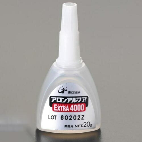 仕様：●メーカー:東亜合成●商品名:アロンアルファ エクストラ4000●内容量:20g●使用温度範囲:10~35°C●色:透明●硬化時間:数秒●主成分:シアノアクリレート●用途:耐久性をワンランク向上させたい、耐熱性が気になるときに●適用材...