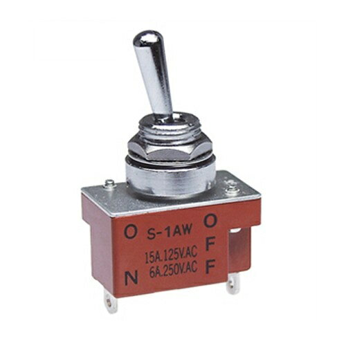 仕様：●メーカー:NKKスイッチズ●型番:S-21AW●接点容量:15A 125V AC15A 250V AC15A 30V DC●極数:2極単投●スイッチ特性:ON-OFF●操作部形状:レバー形●端子部形状:はんだ端子●パネル取付方法:ね...