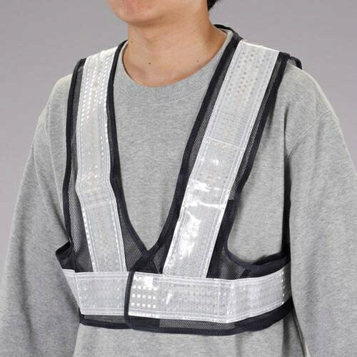 仕様：●メッシュ色:紺●反射テープ色:白●着丈:40cm(ショート丈)●ウエスト:フリー(130cmまで)●反射テープ幅:60mm●材質:メッシュ部分:ポリエステル、反射テープ●電源:単3電池×2個(別売)●光源:LED●プリズム型高反射材...