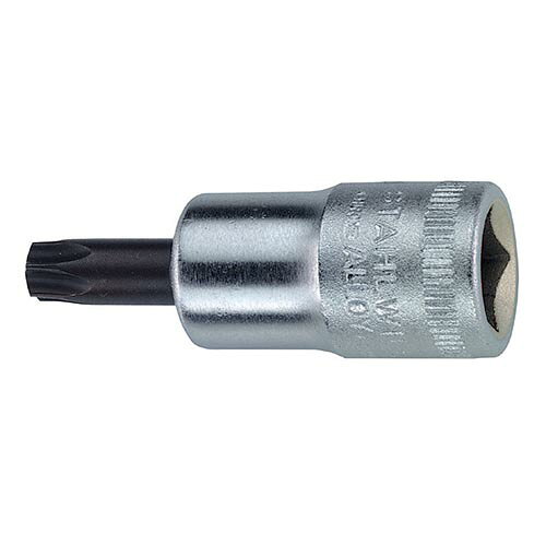 特長：頑丈な圧入式の3/8”SQヘクスローブビットソケット。用途：仕様：サイズ：T30先端外形寸法(mm)：5.5全長(L1；mm)：49軸長(L2；mm)：17ソケット部外径(d；mm)：17.8質量(g)：47ねじサイズ：M6-7　●メ...