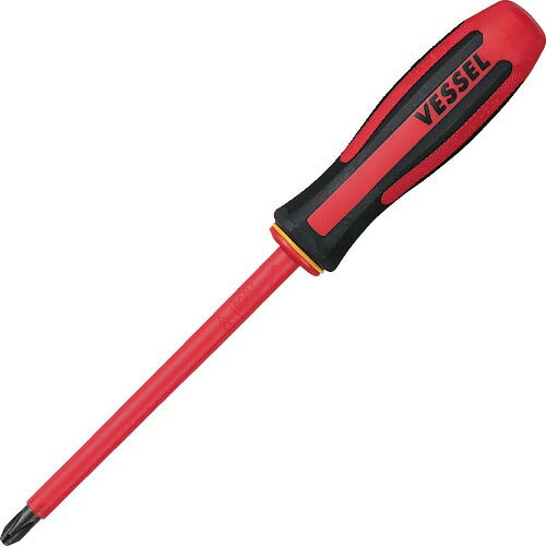 特長：VDE6項目の厳しい試験（IEC60900）に合格した製品です。二重絶縁被覆、軸部の被覆はがれが識別できる黄色の内部被覆入りで、安心の設計です。グリップ表面3面にノンスリップ（滑り止め）加工をしています。力の伝達に優れ、段差やひずみの...