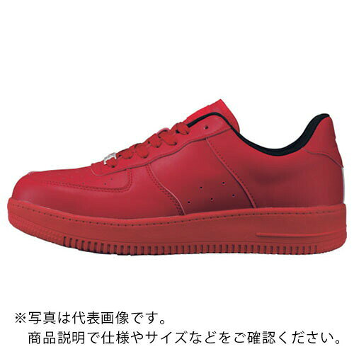 特長：水や油で滑りにくい耐滑ソールを採用しています。用途：一般作業に。仕様：寸法(cm):25.0足幅サイズ:EEEE色:レッド規格:JSAA規格 B種耐圧迫荷重(kN):4.5±0.04US(アメリカ)規格サイズ:7UK(イギリス)規格サ...