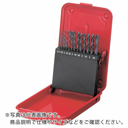 特長：一般穴あけ用のドリルセットです。用途：被削材:軟鋼、一般鋼、ステンレス鋼、鋳鉄、軽合金。仕様：セット内容(mm)：1.0〜13.0/（0.5とび）材質／仕上：高速度鋼（HSS）　●代表画像について 商品によっては、代表画像を使用してい...