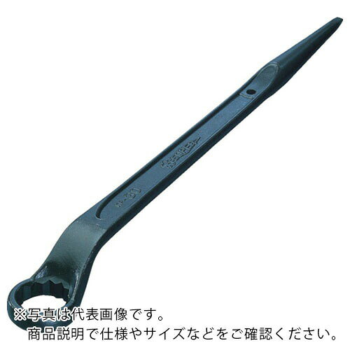 特長：主柄に対して口が水平に60°の角度がついていますので、狭い場所や障害物の多い場所での使用に最適です。シノ部は、ボルトの穴合わせに最適な円錐形状です。安全ロープ取り付け穴を設けています。カチオン電着塗装仕上げです。用途：土木・建築・橋梁...