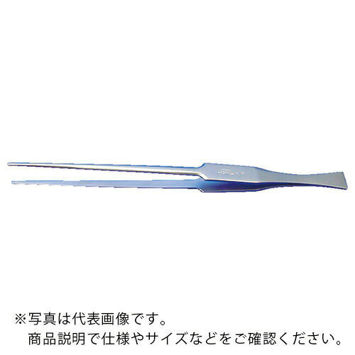 特長：防錆性が高く磁気を帯びにくいです。200mm程度の長い試験管に対応します。仕様：全長(mm)：300幅(mm)：12先端形状：直型先端幅(mm)：1.8先端厚さ(mm)：0.5材質／仕上：ステンレス（SUS304）注意：ESD対策仕様...