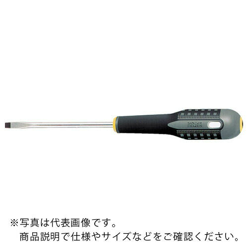 特長：人間工学に基づいた手に優しいエラストマー付エルゴハンドルです。ハンドル両端部に色あせしないカラーコーティングを施しています。仕様：刃先：［［−］］0.5×3.0軸長(mm)：60全長(mm)：182全身焼入ブラックポイント加工材質／仕...