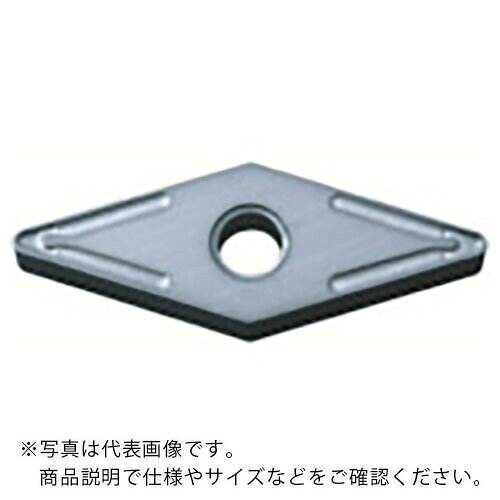 特長：鋼の仕上げ加工から荒加工まで広範囲に対応できるサーメット材種です。用途：旋削加工用。被削材：鋼。仕様：チップ形状：ひし形35°厚さ(mm)：4.76ノンコート呈色：輝灰色TN-Vブレーカ：中切削M級材質／仕上：サーメット
