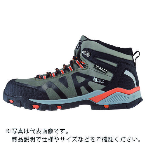 特長：防水機能を搭載したセフティシューズです。用途：一般作業に。仕様：寸法(cm):27.5足幅サイズ:EEE色:OD規格:JSAA規格 A種耐圧迫荷重(kN):10±0.1JSAA A種認定防水・耐油性ゴム底抗菌・防臭中底衝撃吸収スタビラ...