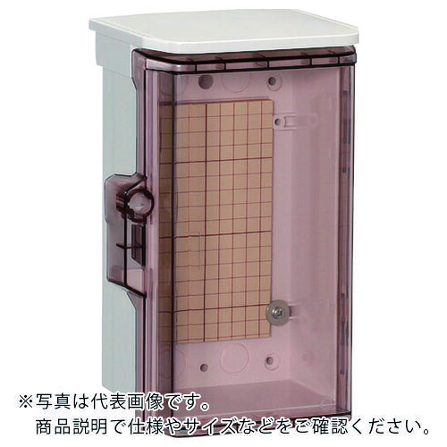 特長：シンプルなデザイン、色彩で様々な取り付け場所に適しています。底面と背面に配線穴用ノックアウトが付いています。樹脂製なのでボックスのアース工事が不要です。扉が透明なので、内部機器の監視に適しています。仕様：色：本体、屋根:ホワイトグレー...