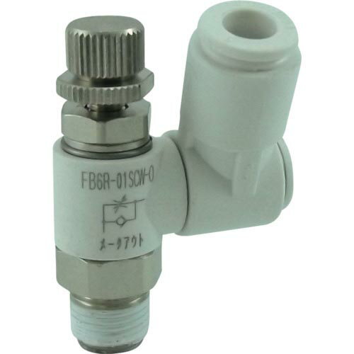 特長：難燃性PBT樹脂を標準採用し、溶接環境での事故を防止します。ニードル弁の回転数が多いので、滑らかな速度制御が可能。軽量化・低コストを実現。仕様：接続口径：R1/8適合チューブ外径D(mm)：6適合チューブ外径(mm)：6使用流体：空気...
