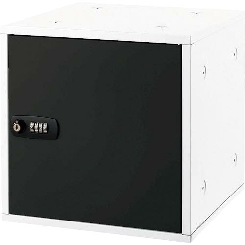 特長：スタッキング可能なスチール製ミニロッカーです。上下左右に連結可能（上下は4段まで）、4桁のダイヤル錠とシリンダー錠付です。棚板が1枚付いており、2段階で高さ調整が可能です。暗証番号を忘れてもシリンダー錠で開錠可能です。別売りで専用ベー...