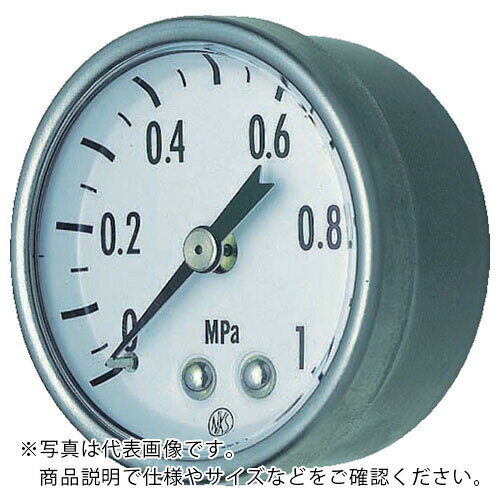 特長：小型機器の圧力測定用、あるいは空圧機器の圧力測定用に使用される圧力計であり、機器全体の小型化に役立ちます。小型、軽量のため、取り付けスペースの限られている場所に便利です。仕様：圧力レンジ(MPa)：0〜0.7最小目盛(MPa)：0.0...