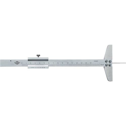 特長：細穴の深さ測定に最適です。デプスバー1.5mmと細いです。用途：プリント基盤などの細穴の深さ測定に。仕様：測定範囲(mm)：0〜150最大許容誤差(mm)：±0.07最小表示(mm)：0.05全長(mm)：245ベース寸法(mm)：8...