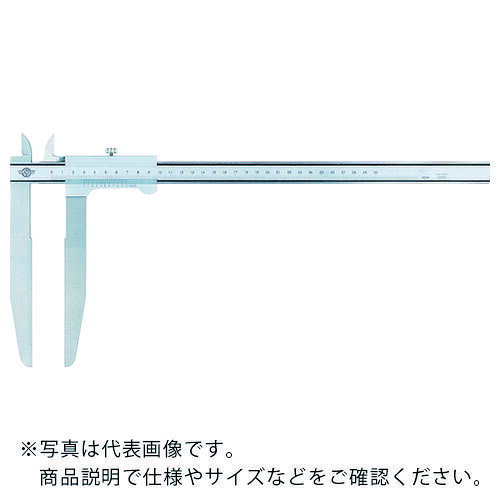 特長：外側用ジョウの長さが測定範囲の1/2以上の長さとなっております。用途：球・パイプなどの直径測定に。仕様：測定範囲(mm)：0〜150最大許容誤差(mm)：±0.07最小表示(mm)：0.05外側用ジョウ(mm)：80内側用ジョウ(mm...