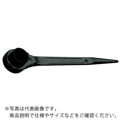 特長：正逆転操作は切り替え爪式です。片側ソケット部が突き出していないため、狭い凹部での締め付けに最適です。対辺寸法19mm以上のサイズには安全ロープ取り付け穴を設けています。仕様：対辺寸法(mm)：10全長(mm)：225厚さ(mm)：26...