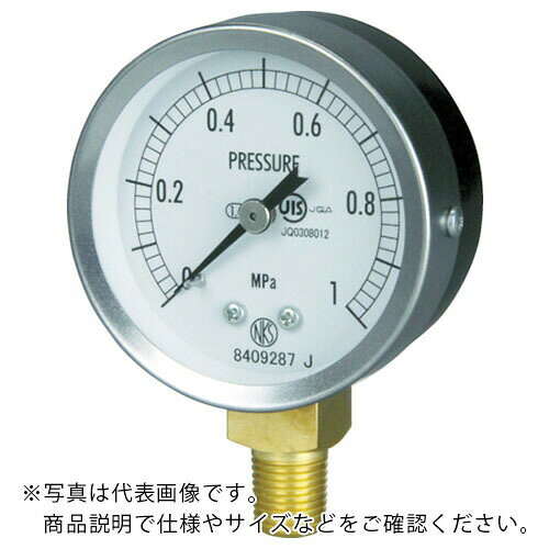 特長：ブルドン管の弾性変形（動き）を指針に伝える構造の圧力計で、構造が簡単なため、取り扱いが容易です。JIS B 7505-1規格品です。仕様：圧力レンジ(MPa)：0.0〜0.25最小目盛(MPa)：0.005接続部サイズ：R1/4精度：...