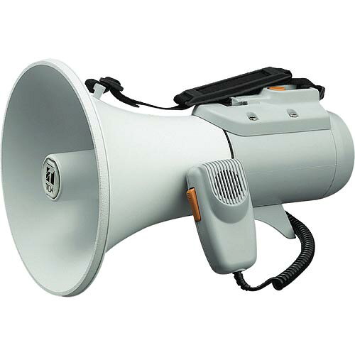 特長：高音質で聞き取りやすい音質です。主要部分を抗菌処理しています。仕様：内蔵音：ホイッスル定格出力(W)：15音声通達距離(m)：約400内蔵音通達距離(m)：約500口径(mm)：210全長(mm)：310電源：単3乾電池×6本または単...