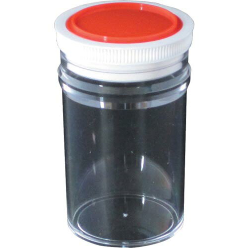 特長：粉末・錠剤用標本瓶または見本容器として便利です。仕様：容量(ml)：120直径(mm)：52.5高さ(mm)：95.5口径(mm)：51中栓：なし色：透明フタ色：橙内径(mm)：51押し込みフタ耐熱温度：80℃材質／仕上：本体:ポリス...