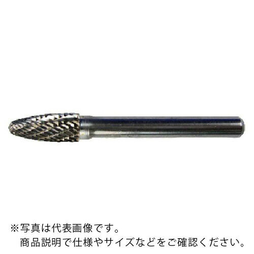 特長：シャンク径6mmの超硬バーです。最も一般的に使用されている形状です。スパイラルカットに比べて、切削抵抗が小さく、排出される切粉の形状が粉状になります。チャタリング（ビビリ）を最小限に抑えることができます。オール超硬です。仕様：形状：砲...