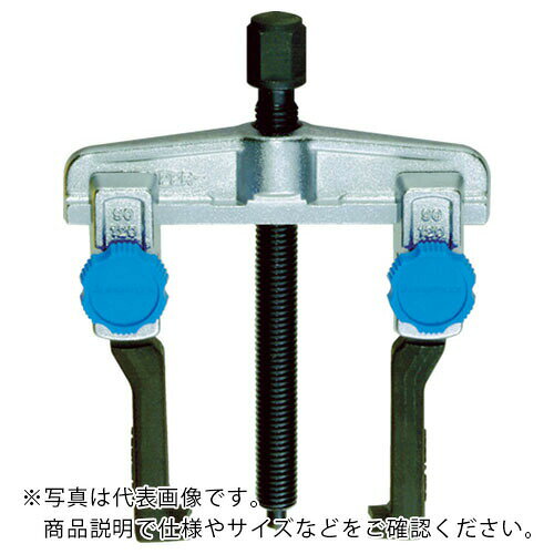 特長：ギヤ・プーリ、ベアリング引き抜き専用工具です。薄爪型です。爪が平行にスライドするため狭所作業に威力を発揮します。爪をセットし直すだけで外掛と内掛の両方に対応できます。仕様：適合プーリ(mm)：外掛け時の外径30〜160、内掛け時の内径...