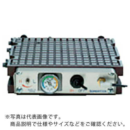 特長：真空エジェクタを使用しているため、専用の真空ポンプが要りません。工場内のコンプレッサーからワンタッチ管継手用チューブを差し込むだけで使用OKです。エアによる吸着のため、ステンレスやアルミニウムや樹脂などの非磁性材でも使用可能です。減圧...