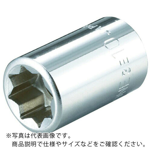特長：四角ボルト・ナット用のソケットです。仕様：差込角(mm)：9.5対辺寸法(mm)：8全長(mm)：27対辺形状：8角対辺(mm)：8四角ボルト・ナット用材質／仕上：構造用鋼　●代表画像について 商品によっては、代表画像を使用している場...
