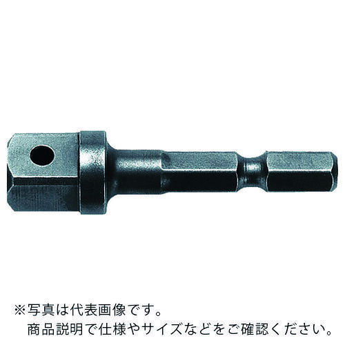 特長：電動ドライバーなどでもインパクトソケットの使用を可能にすることができます。用途：電動ドライバーなどでボルト・ナット・ねじなどを締め付ける時の補助工具。仕様：差込角(mm)：12.7軸寸法(mm)：6.35全長(mm)：100溝までの距...