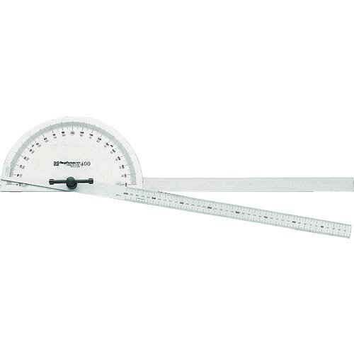 特長：竿が固定できます。工作物の角度を測るのに用いる器具です。二本竿タイプで鋭角10°まで測定可能です。竿部目盛付です。No.19よりも高精度です。安心の日本製です。シルバー仕上げのため光沢が少なく目盛が見やすいです。用途：角度の測定に仕様...