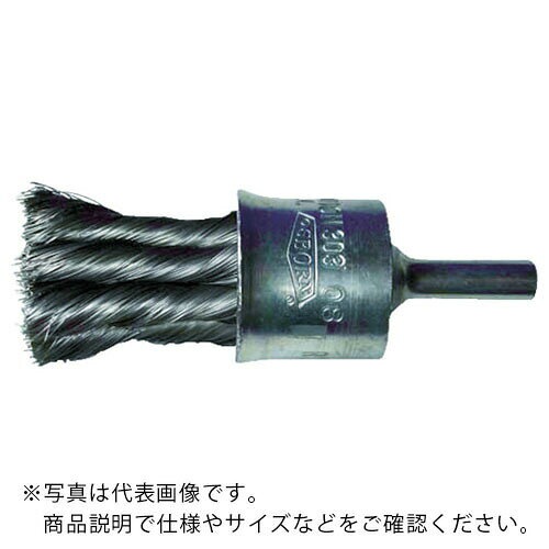 特長：独自開発のハイカーボンスチールワイヤにより長寿命で安全性、研削性に優れています。ノットタイプ（ワイヤを捩じり束にした）の強力切削用軸付ブラシです。用途：円筒状の穴や内面のバリ取り、塗装除去、表面処理。仕様：線径(mm)：0.50毛材：...
