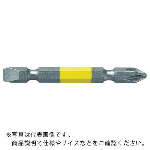 特長：カラーで先端サイズの見分けが簡単です。［［＋］］［［−］］の両頭タイプです。両端部非塗装で刃先精度が抜群です。［［＋］］No.2です。用途：プラス・マイナスネジ回しに。仕様：刃先：［［＋］］2/［［−］］6全長(mm)：150シャンク...