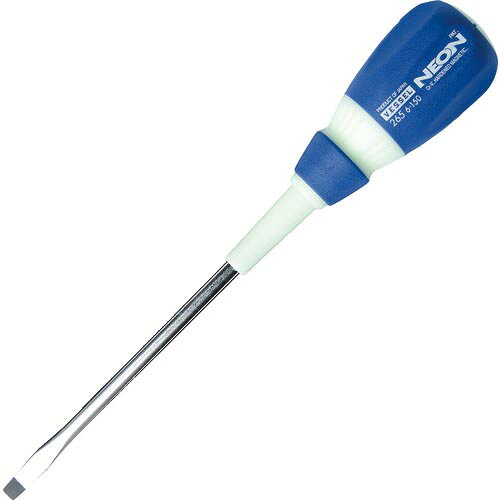 特長：ハンドルが暗闇で光る蓄光タイプです。刃先はメッキ層の厚みの影響を受けないブラックポイント加工です。クロムバナジウム鋼です。仕様：刃先：［［−］］6軸長(mm)：150全長(mm)：235先端マグネット：入りグリップ色：青全身焼入先端：...